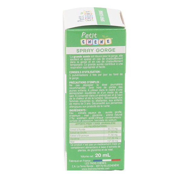 Petit Chêne Spray Gorge enfant aux extraits de plantes - Goût Fruits rouges