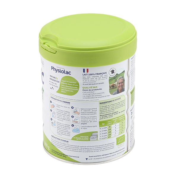 Physiolac Bio lait infantile 1er âge - Sans huile de palme