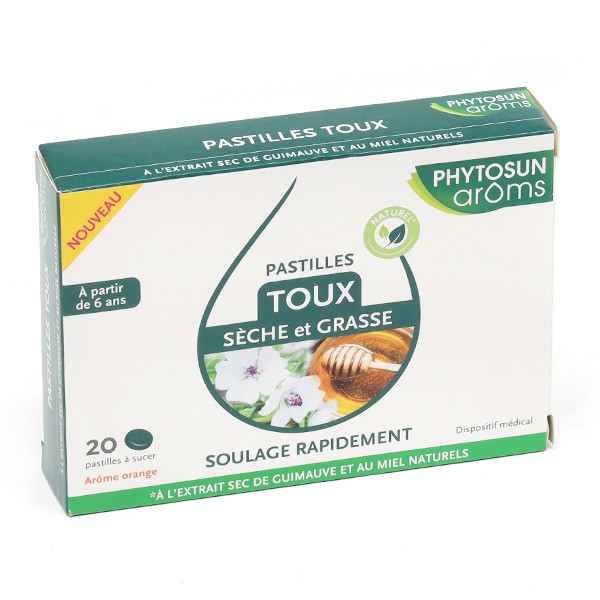 Phytosun Arôms pastilles toux sèche et grasse - Miel, guimauve