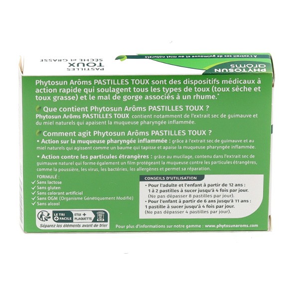 Phytosun Arôms pastilles toux sèche et grasse - Miel, guimauve