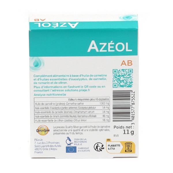 Pileje Azéol AB capsules - Huile de cameline et huiles essentielles