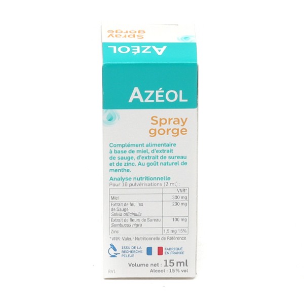 Pileje Azéol spray pour la gorge - Miel, sauge, sureau et zinc