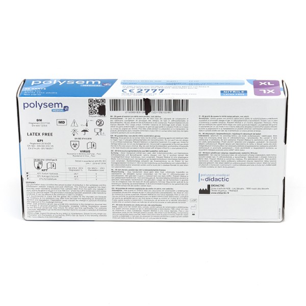 Gants nitrile non poudrés non stériles Polysem - Protection médicale