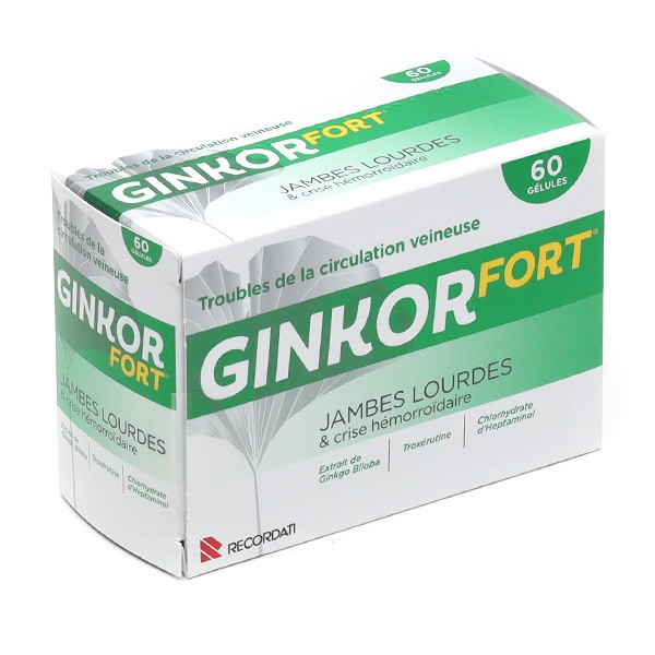 Ginkor Fort Jambes lourdes gélules - Circulation - Ginkgo biloba