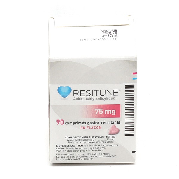 Resitune 75 mg antiagrégant plaquettaire - Aspirine - Prévention