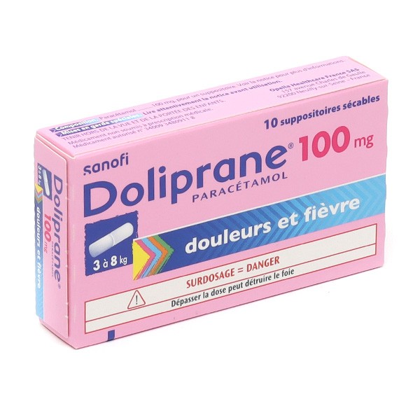 Doliprane suppositoire bébé - Suppo 100 mg paracétamol - Fièvre et douleur
