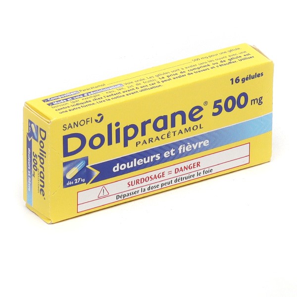 Doliprane 500 gélule - Paracétamol - Médicament Douleurs et fièvre