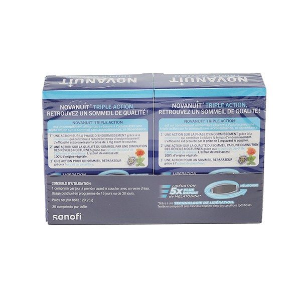 Novanuit Triple Action comprimés - Sommeil - Mélatonine - Insomnie