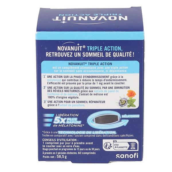 Novanuit Triple Action comprimés - Sommeil - Mélatonine - Insomnie