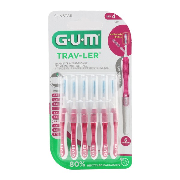 Gum brossette interdentaire cylindrique Trav-ler - Plaque dentaire