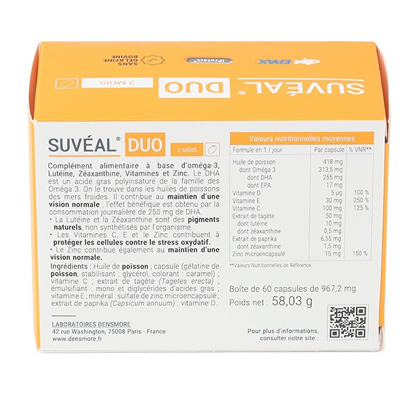 Suvéal DUO capsule - Troubles de la vision - DMLA - Vieillissement yeux