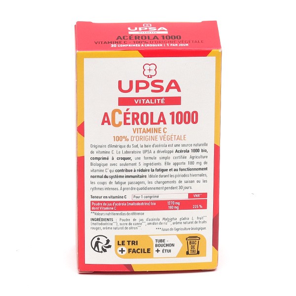 UPSA vitalité Acérola 1000 Bio comprimés à croquer - Fatigue passagère