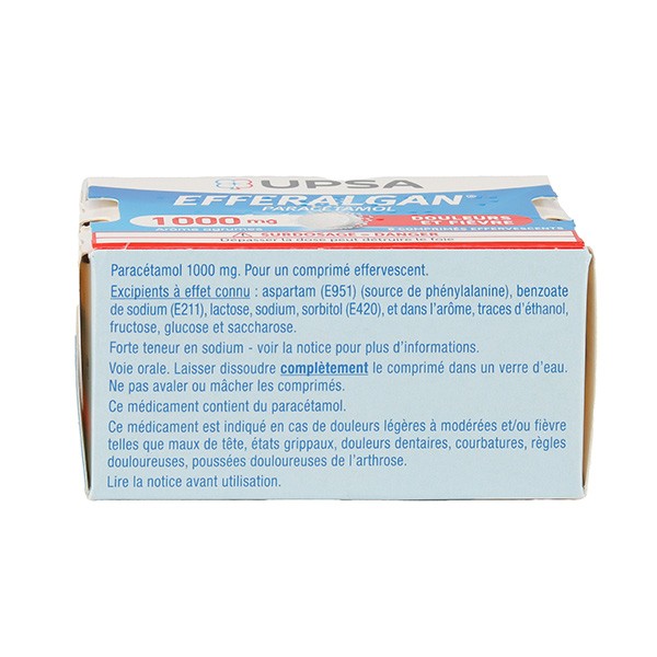 Efferalgan 1000 mg comprimés effervescents agrumes - Paracetamol - fièvre
