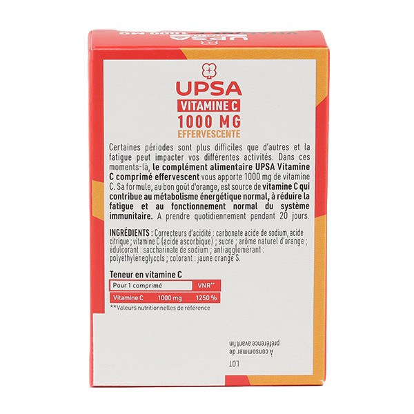 UPSA Vitalité Vitamine C 1000 mg comprimés effervescents | Goût orange