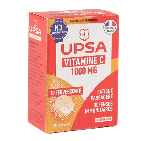 UPSA Vitalité Vitamine C 1000 mg comprimés effervescents | Goût orange