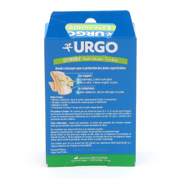 Urgo extensible Bande à découper 1m x 6cm - Compresse anti-adhérente