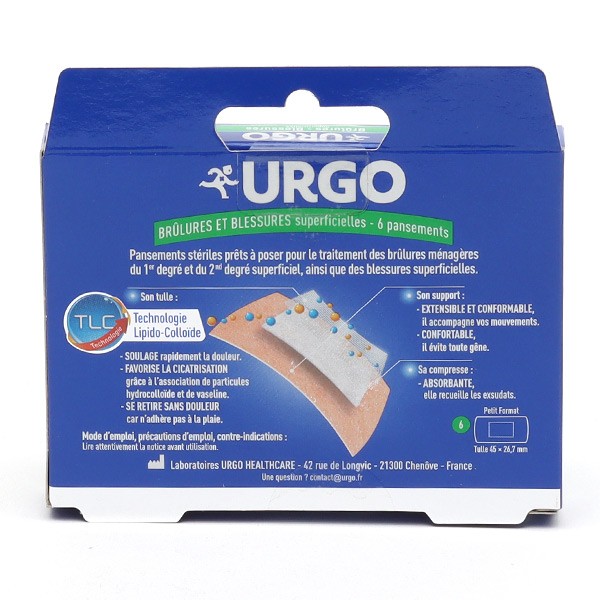 Pansements Urgo Brûlures et Blessures Superficielles - Hydrocolloïde