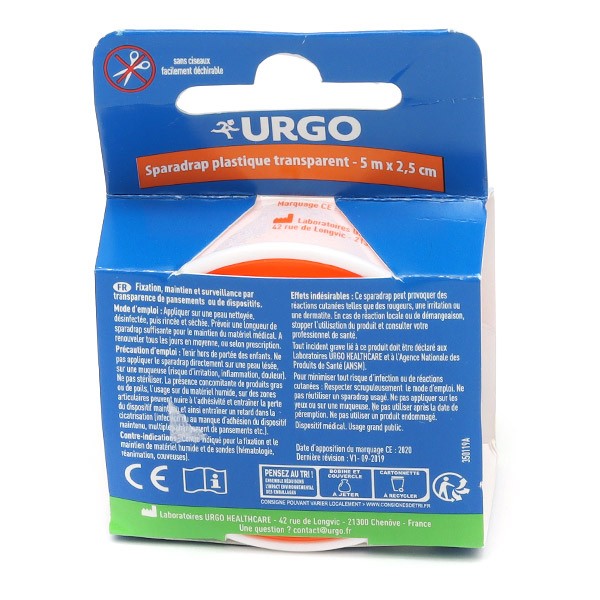 Urgo Plastic sparadrap transparent 2.5 cm x 5 m – Adhésif discret
