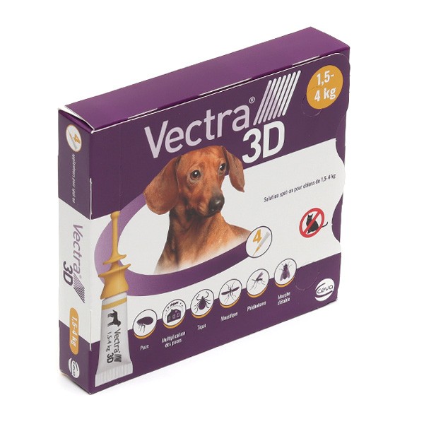 Vectra 3D Pipettes anti puces chien - Puces, tiques, insectes volants