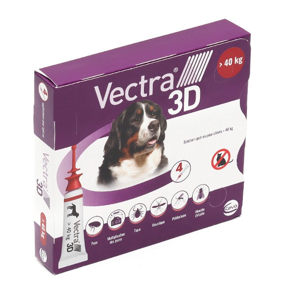 Vectra 3D Pipettes anti puces chien - Puces, tiques, insectes volants