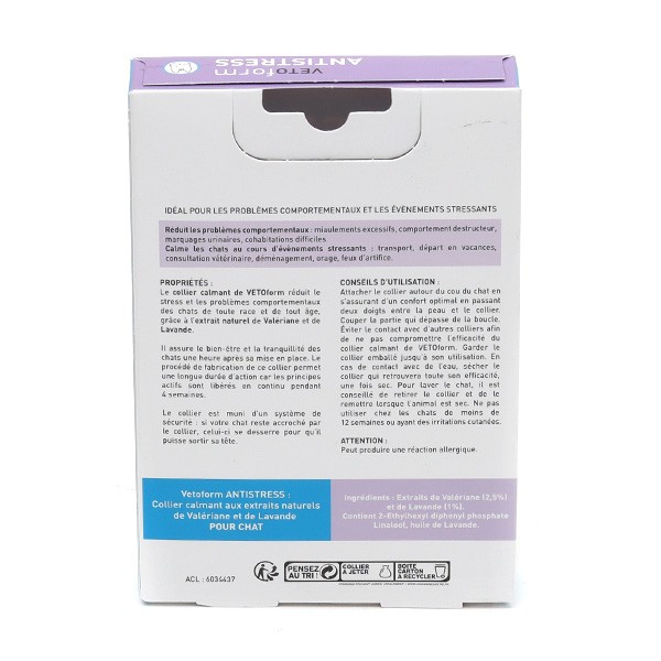 Vetoform Collier anti stress Chat - Actif en 1 heure