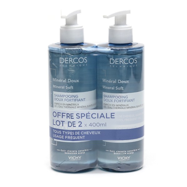 Vichy Dercos shampooing doux fortifiant 400 ml - Cuir chevelu sensible