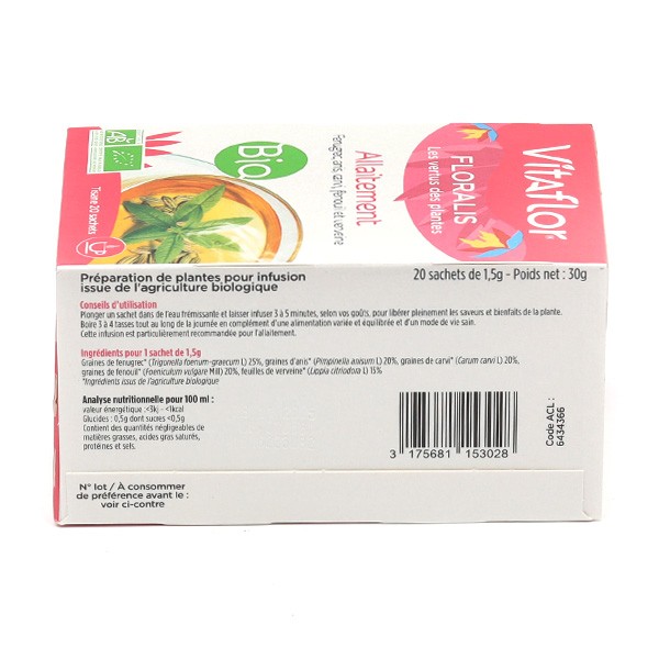 Vitaflor Bio tisane allaitement - Favorise la lactation - Galactogène