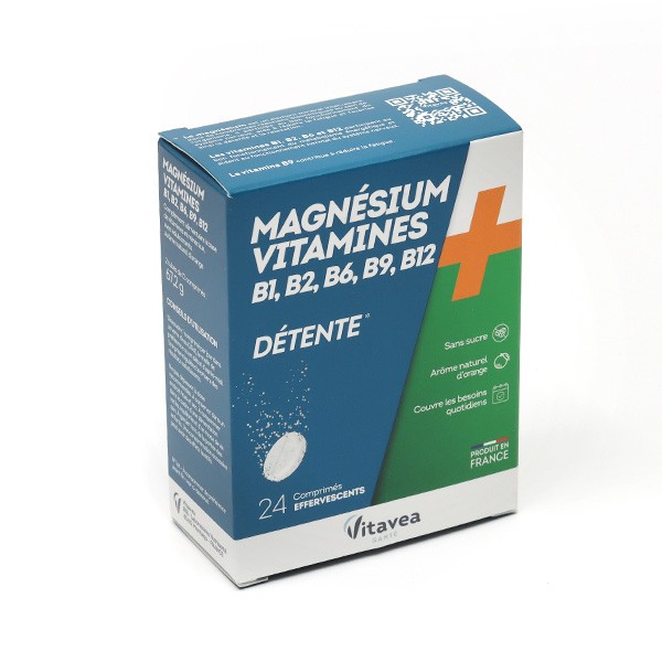 Vitavea Magnésium Vitamines B1 B2 B6 B9 B12 effervescent - Détente