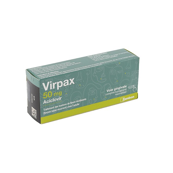 Virpax 50 mg aciclovir comprimé - Boutons de fièvre récurrents - Herpès