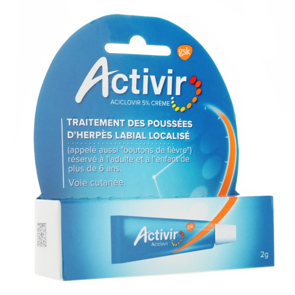 Activir 5% crème tube 2g - Traitement des poussées Herpès labial