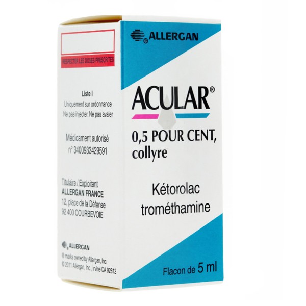 Acular 0.5 % collyre pour inflammation oculaire - Cataracte