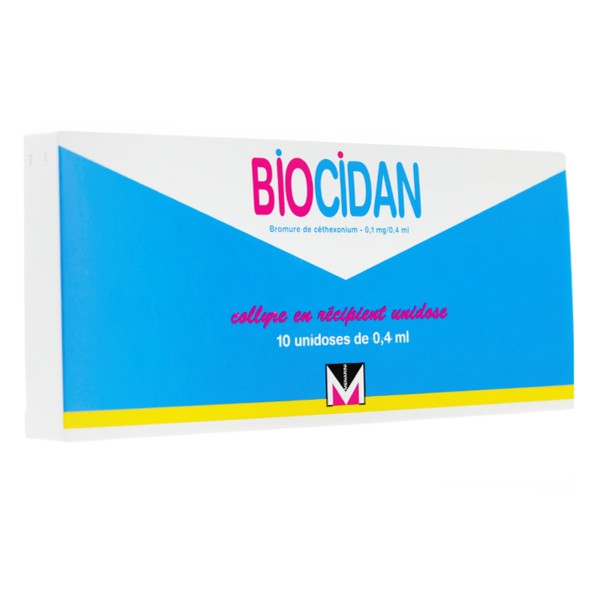 Biocidan Collyre antiseptique 10 unidoses pour oeil rouge et irrité