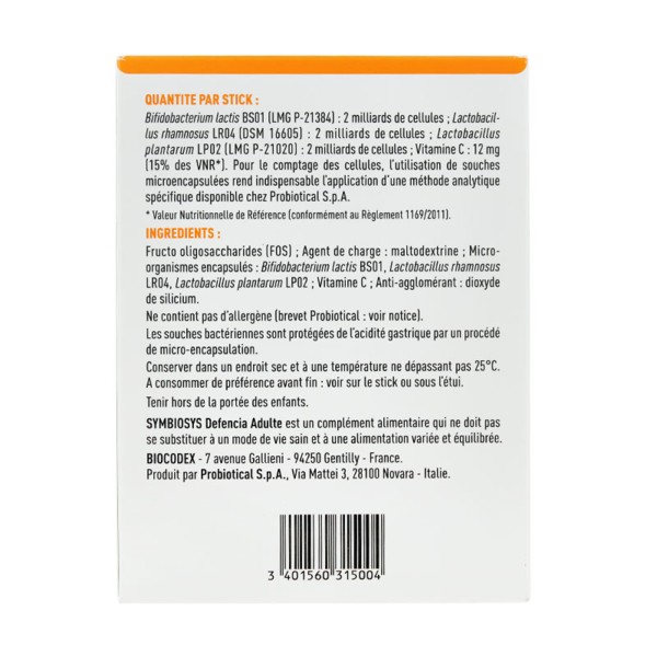 Symbiosys Defencia Adulte sticks - Probiotiques - Immunité