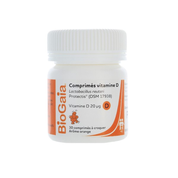 Biogaia Vitamine D 30 comprimés à croquer arôme orange + probiotique
