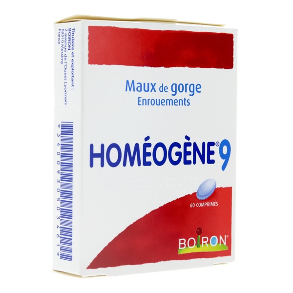 Homeogene 9 Maux de gorge et Enrouements 60 comprimés Boiron