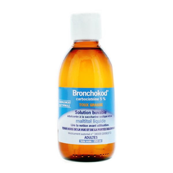 Bronchokod 5% sirop sans sucre adultes 250 ml - Toux grasse
