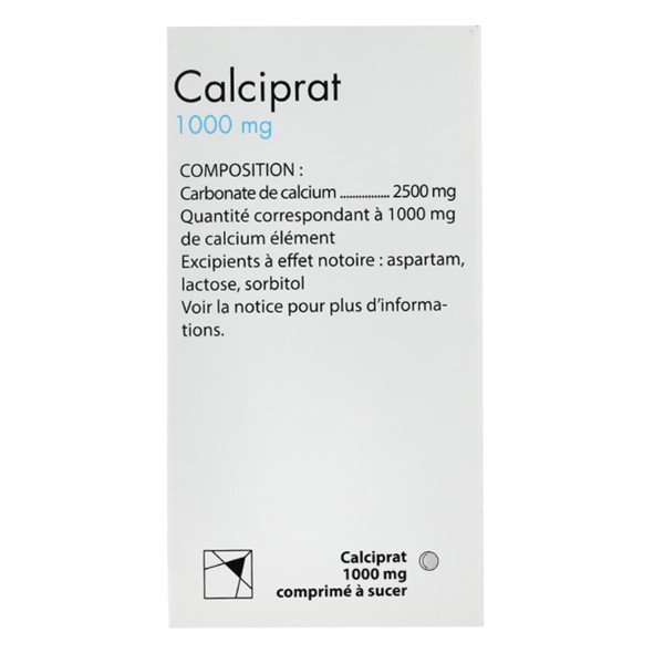 Calciprat 1000mg comprimés à sucer, boite de 60 - Carence en calcium