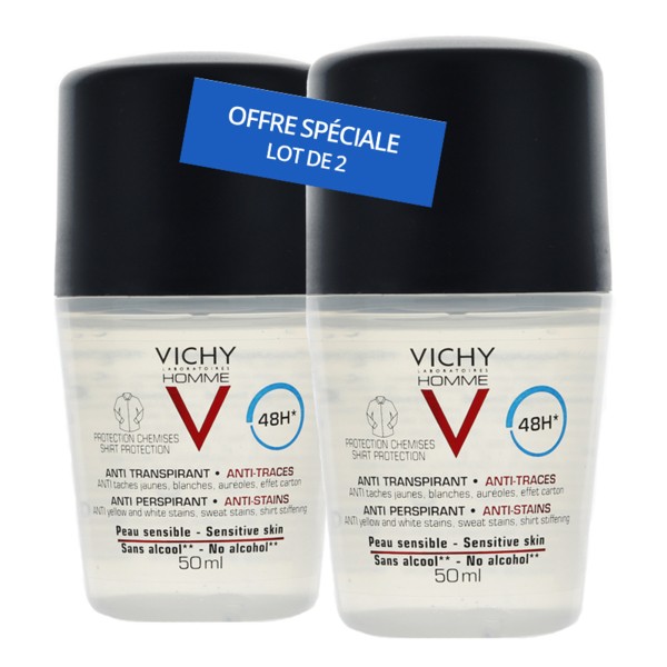 Vichy Homme déodorant anti transpirant 48 h - Anti trace blanche