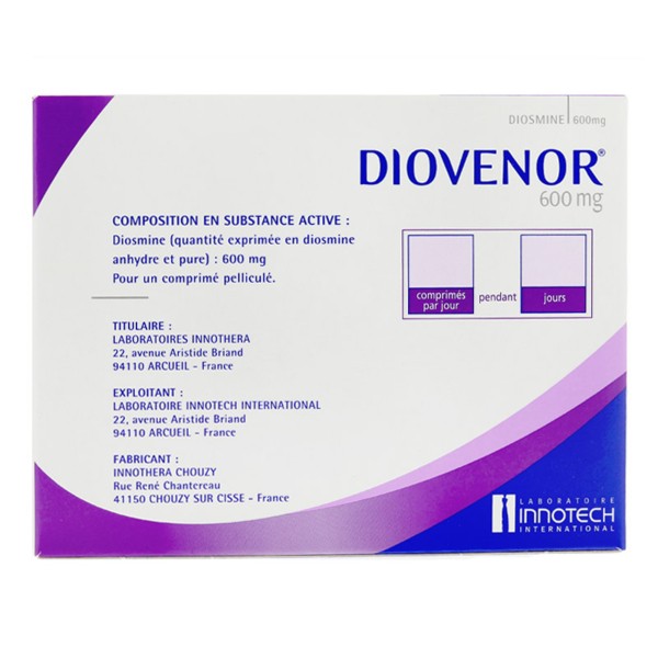 Diovenor 600 mg comprimés - Diosmine - Jambes lourdes - Circulation