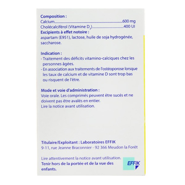 Natecal vitamine D3 600 mg 400 UI comprimés orodispersibles - Calcium