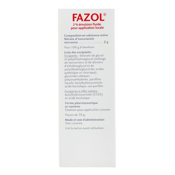 Fazol 2% émulsion fluide 30 g - Mycose cutanée - Champignons
