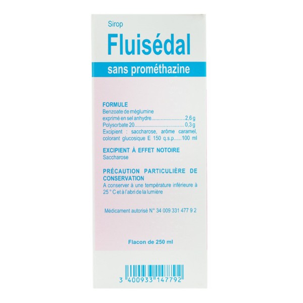 Fluisedal sirop sans prométhazine 250 ml - Toux grasse et Bronchite