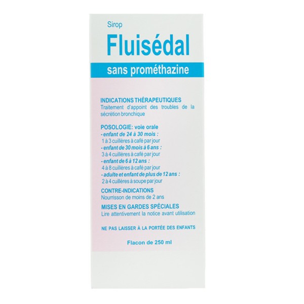 Fluisedal sirop sans prométhazine 250 ml - Toux grasse et Bronchite