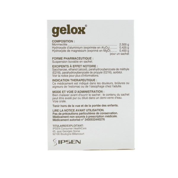 Gelox suspension buvable 30 sachets - Brulures d'estomac