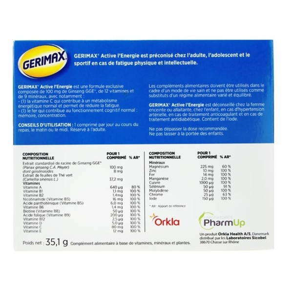 Gerimax Active énergie - Vitamines et ginseng - Lutter contre la fatigue