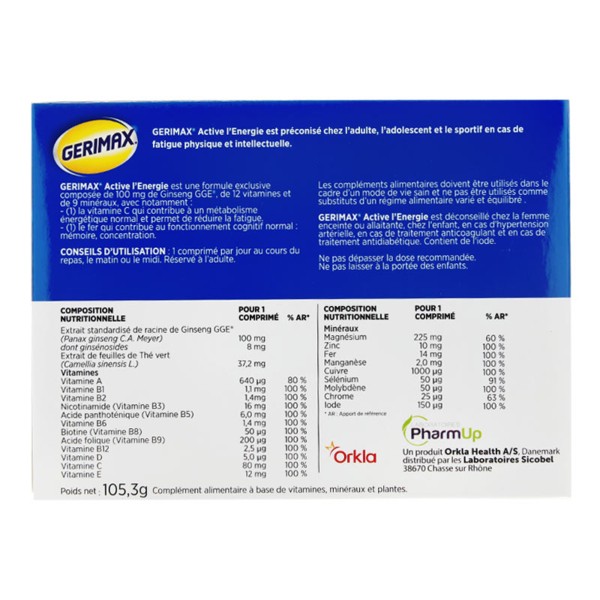 Gerimax Active énergie - Vitamines et ginseng - Lutter contre la fatigue