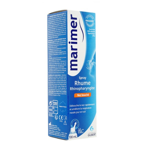 Spray nasal hypertonique Nez bouché Marimer 100 ml - Rhume, sinusite