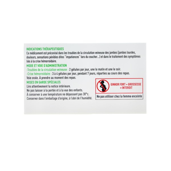 Ginkor Fort Jambes lourdes gélules - Circulation - Ginkgo biloba