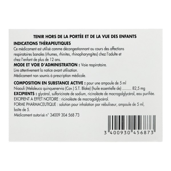 Gomenol soluble aérosol 5 ampoules - Inhalation pour le rhume