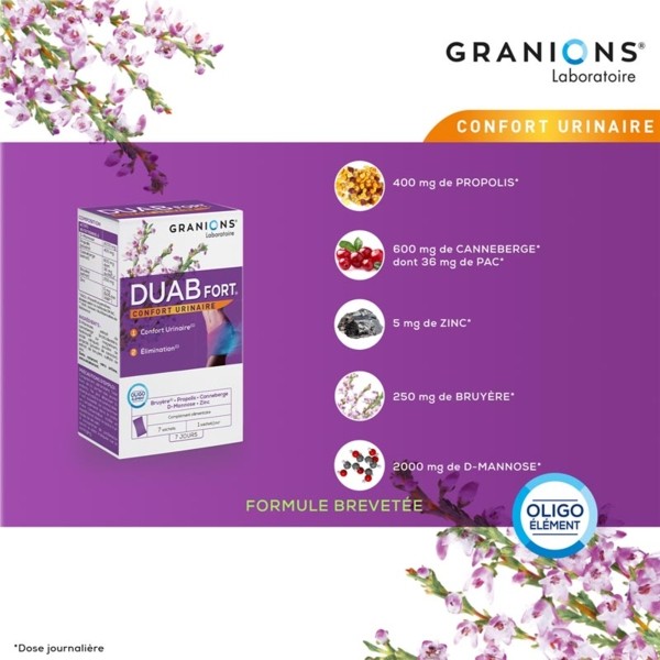 Granions Duab Fort sachets - Confort urinaire - Propolis, bruyère, mannose
